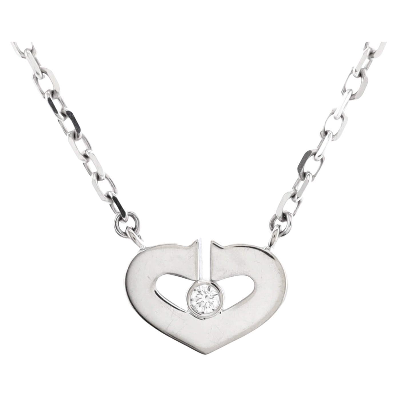 Cartier C Heart de Cartier Pendant Necklace 18K White Gold with Diamond ...