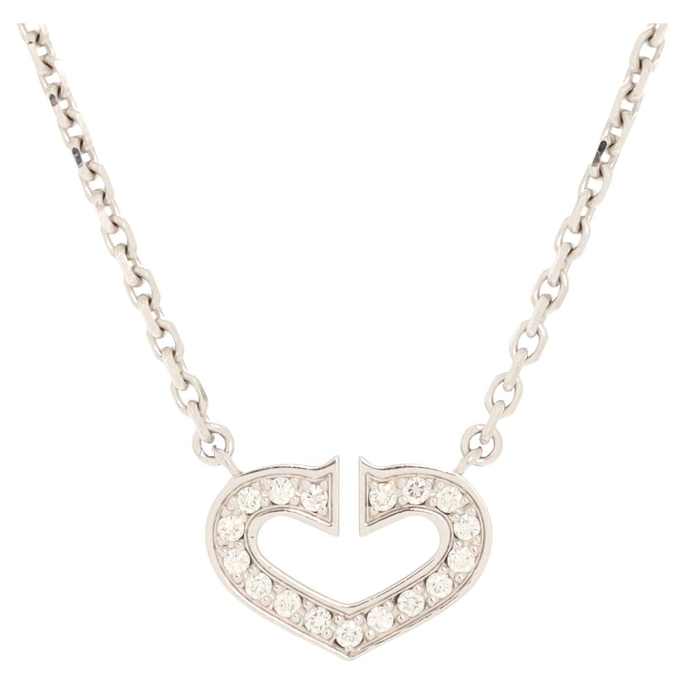 Cartier 18K Yellow Gold Puffy Hearts Pave Round Diamond Pendant ...