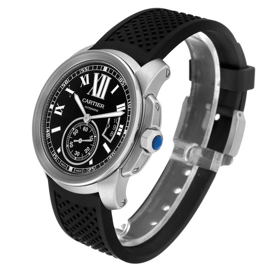 Cartier Calibre Black Dial Steel Mens Watch W7100041 Box Papers For ...