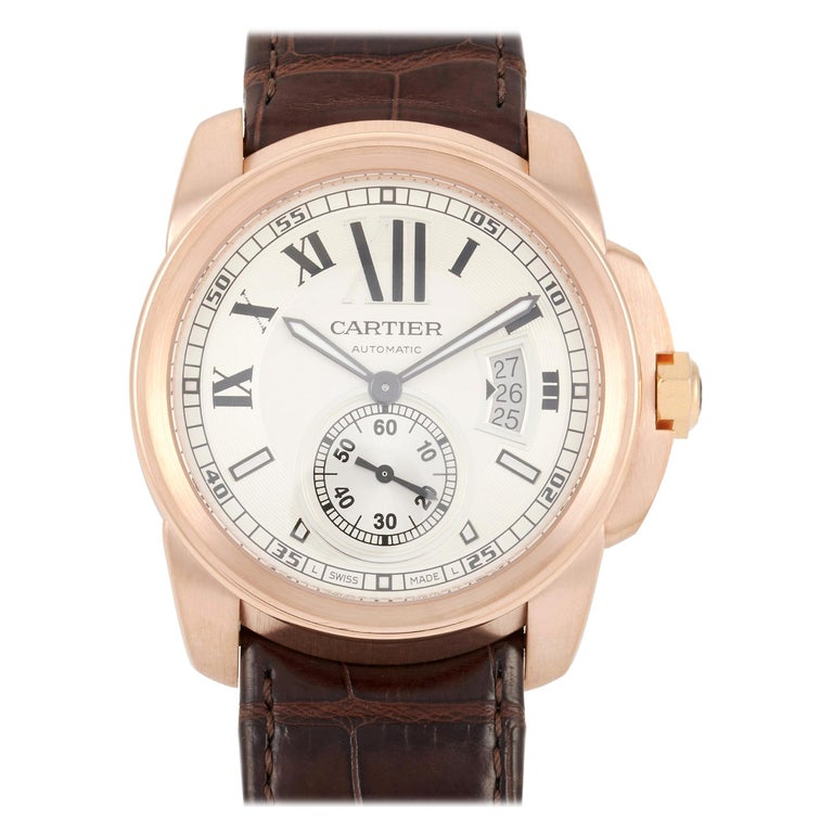 Cartier Calibre de Cartier Automatic 18K Rose Gold Watch W7100009 at 1stDibs