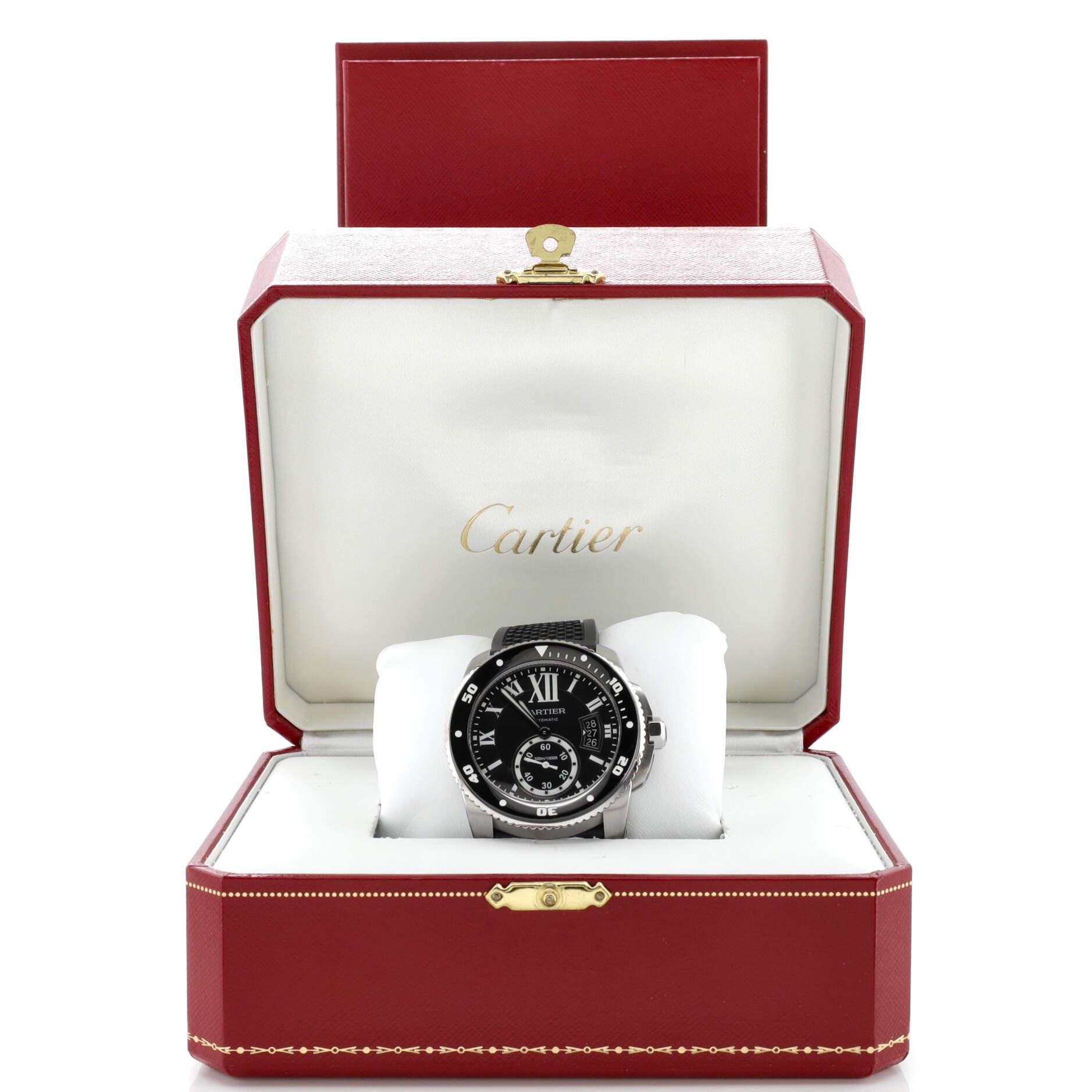 Cartier Calibre de Cartier Automatic Watch Stainless Steel and Rubber ...