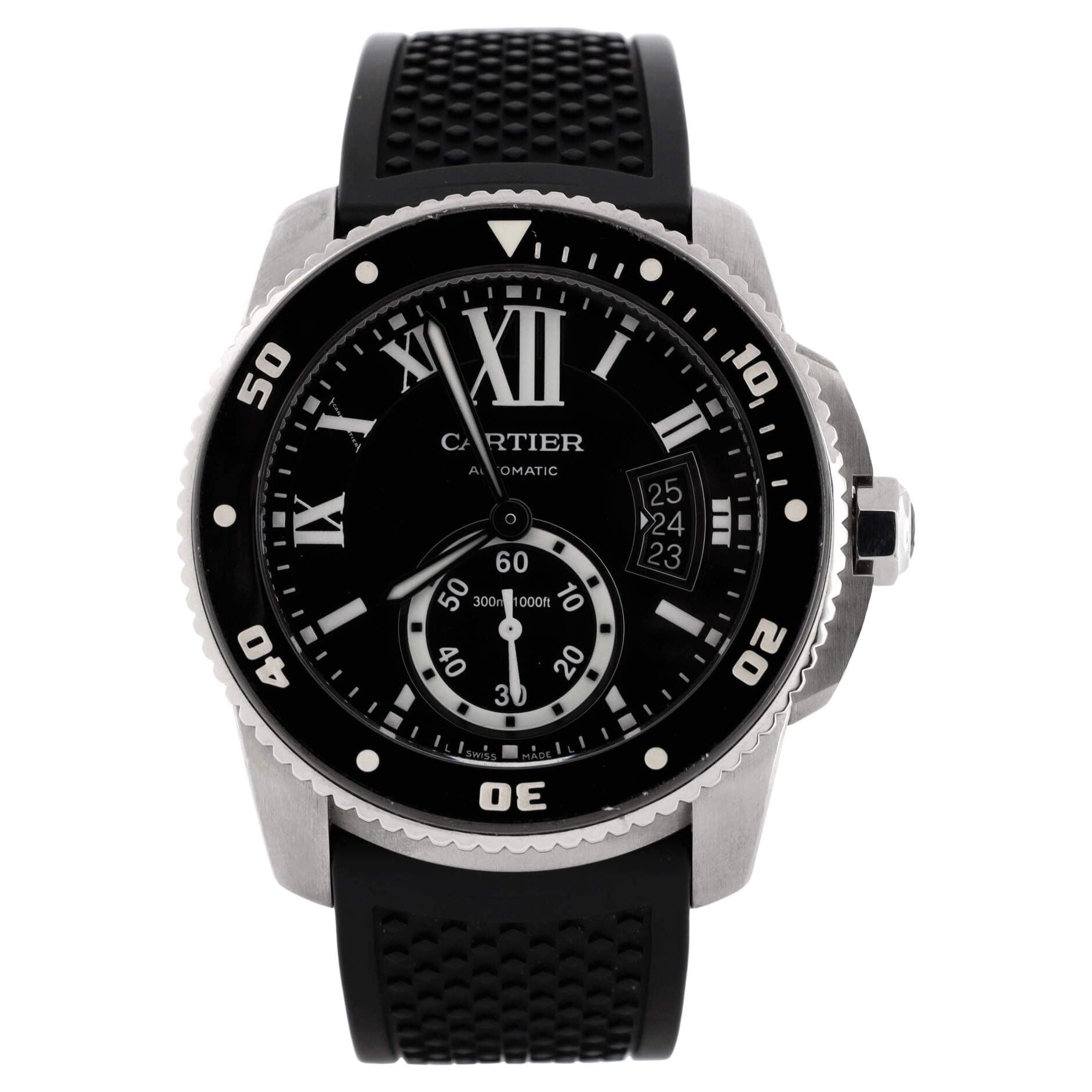 Cartier Calibre De Cartier Diver Watch Automatic Box For Sale at 1stDibs