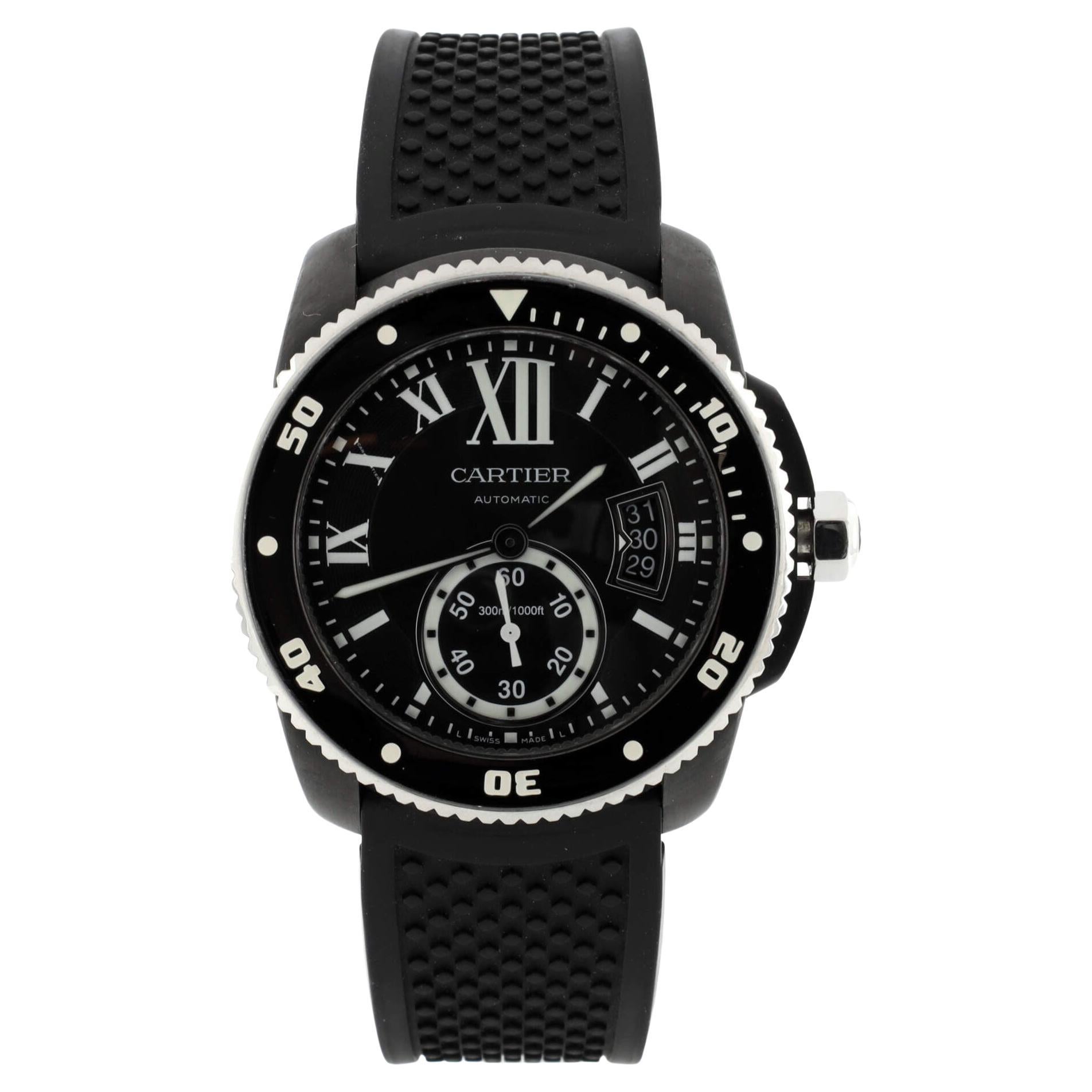 Cartier Calibre de Cartier Automatic Watch Stainless Steel and Rubber ...