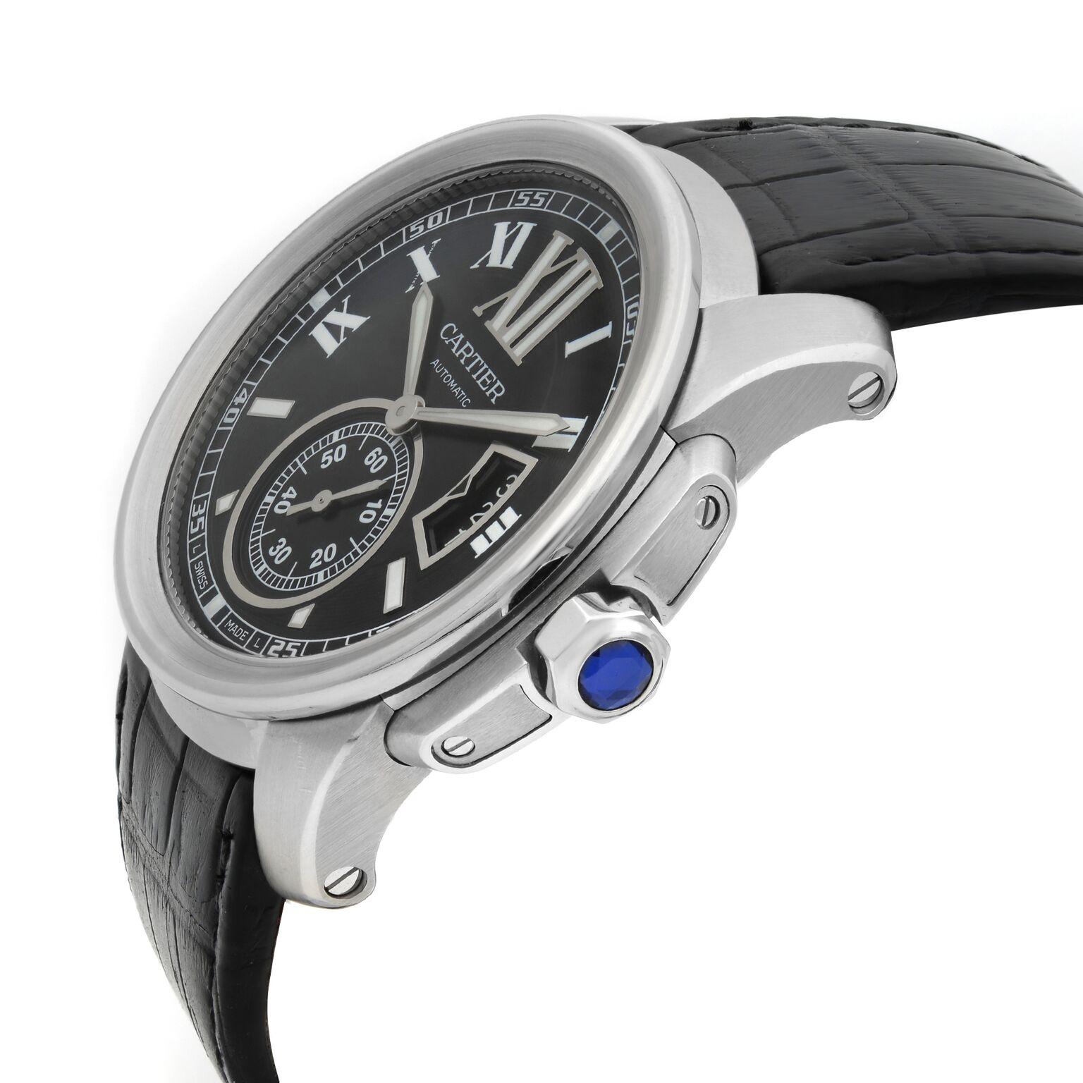 Cartier Calibre De Cartier Steel Black Dial Date Automatic Men's Watch ...