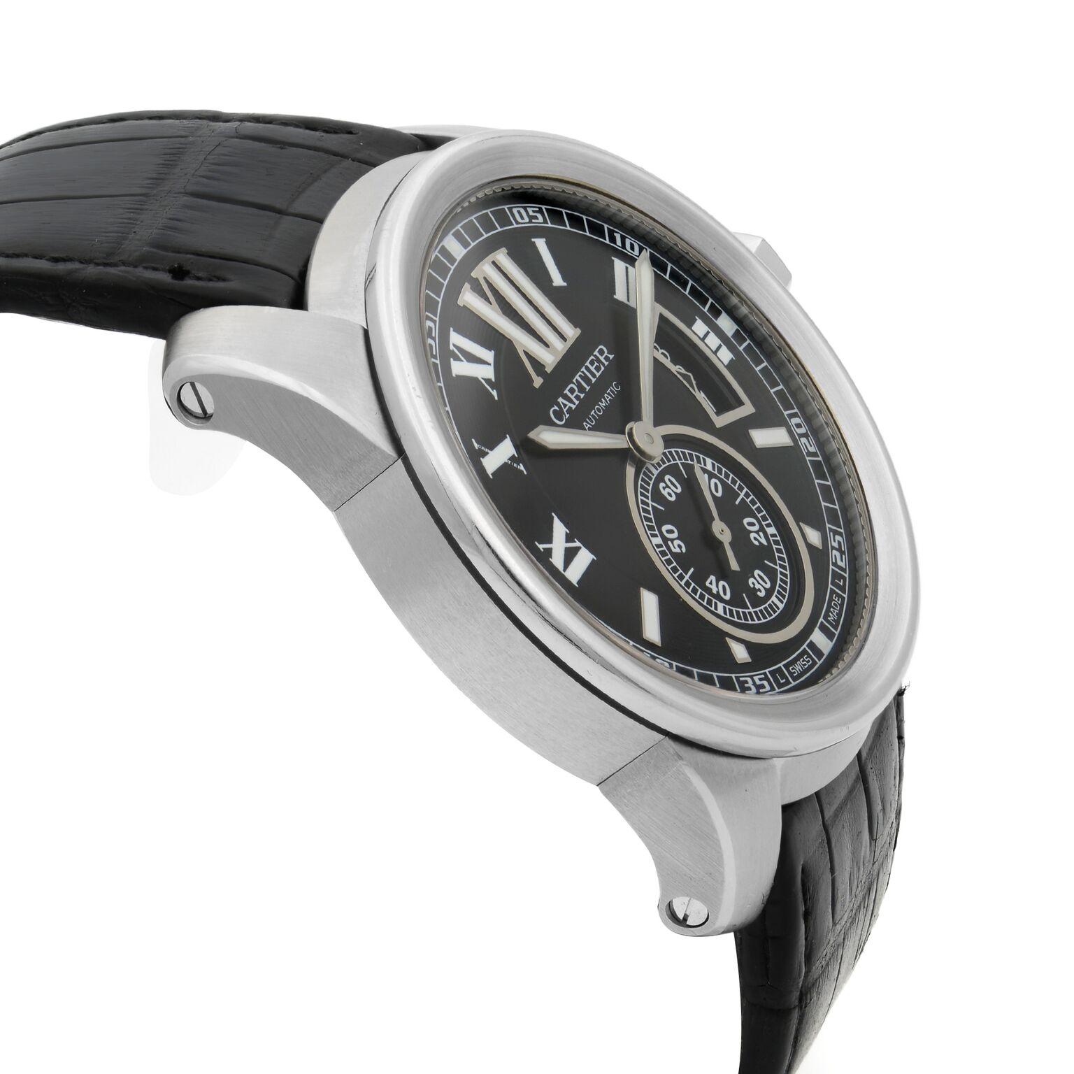 Cartier Calibre De Cartier Steel Black Dial Date Automatic Men's Watch ...