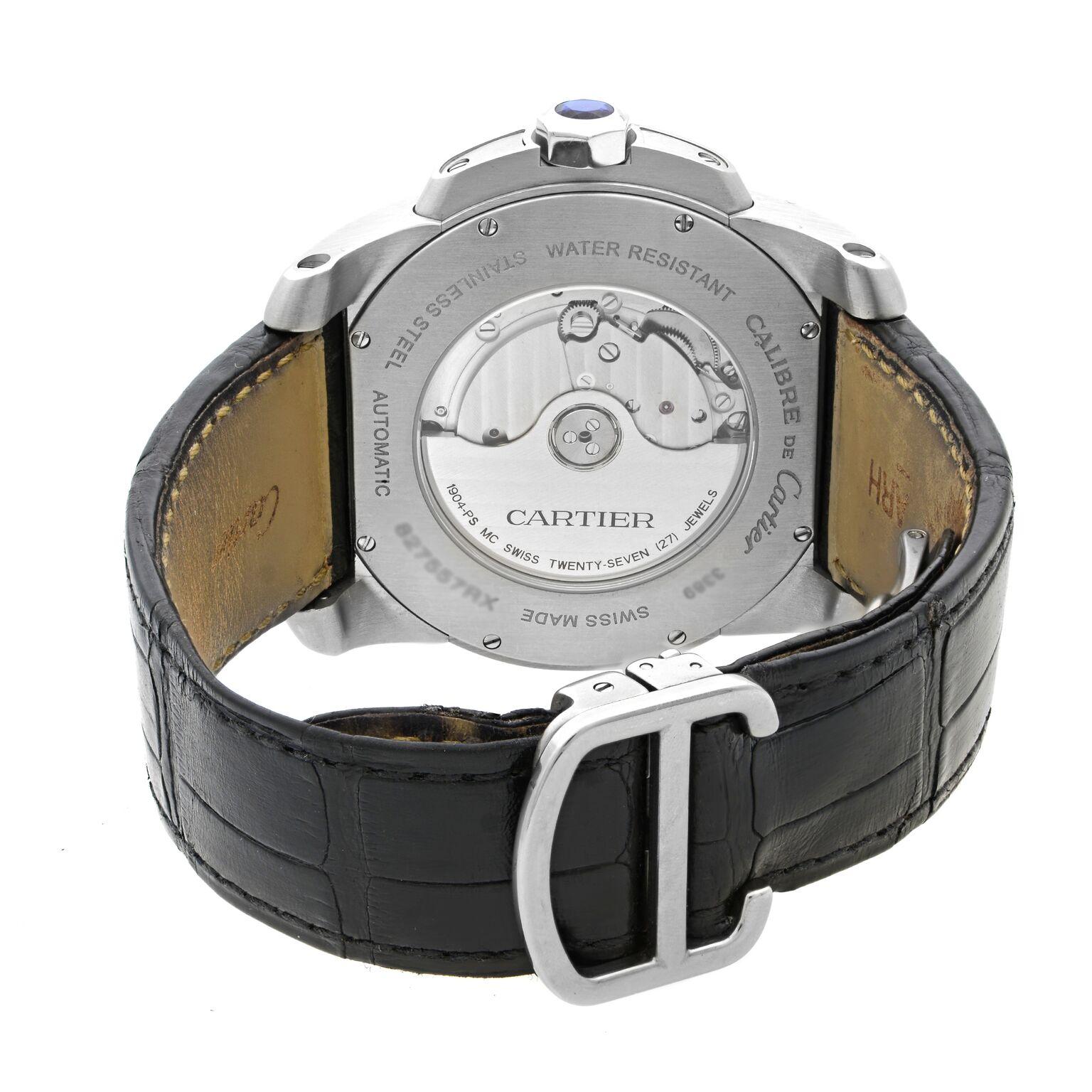 Cartier Calibre De Cartier Steel Black Dial Date Automatic Men's Watch ...