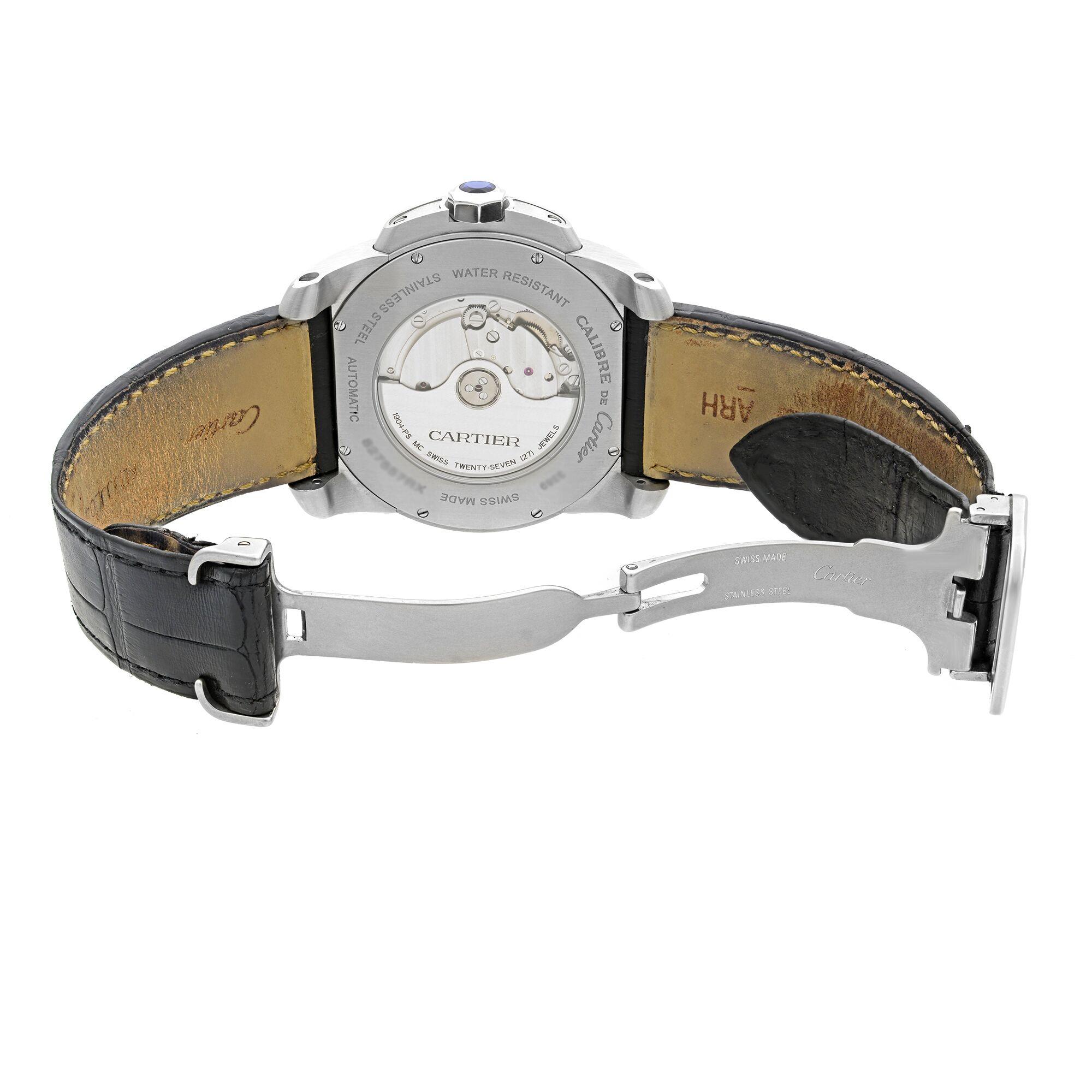 Cartier Calibre De Cartier Steel Black Dial Date Automatic Men's Watch ...