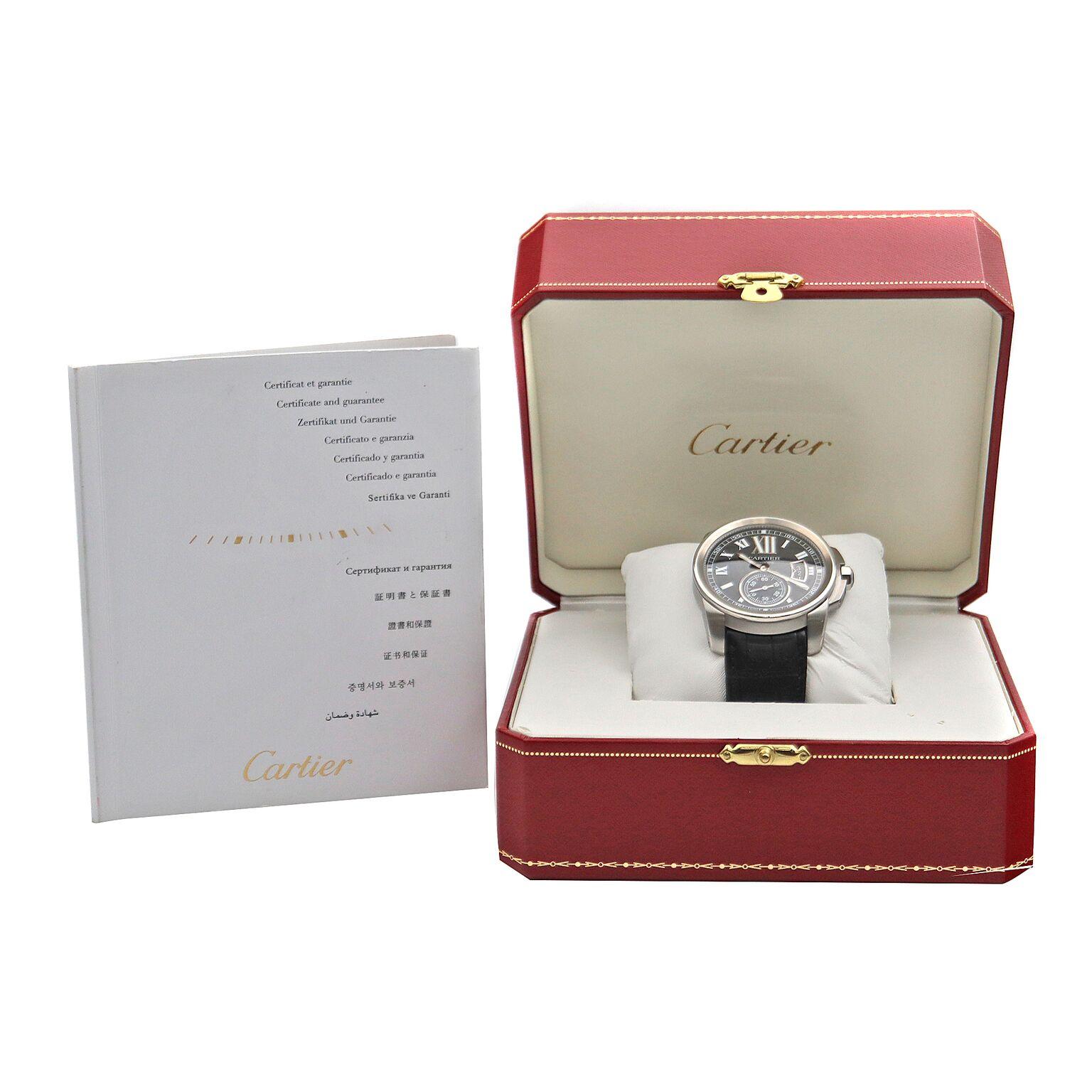 Cartier Calibre De Cartier Steel Black Dial Date Automatic Men's Watch ...