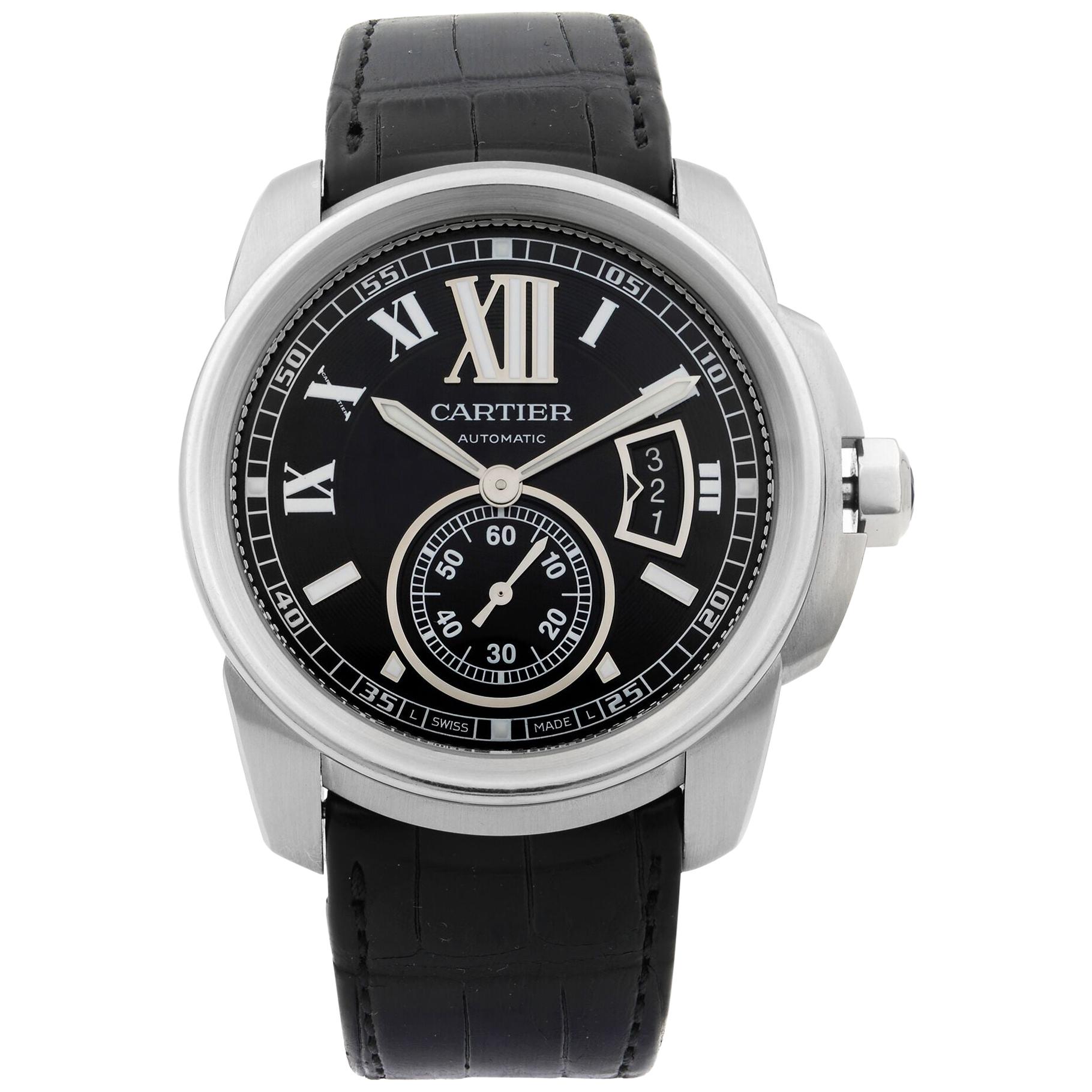 Cartier Calibre De Cartier Steel Black Dial Date Automatic Men's Watch ...