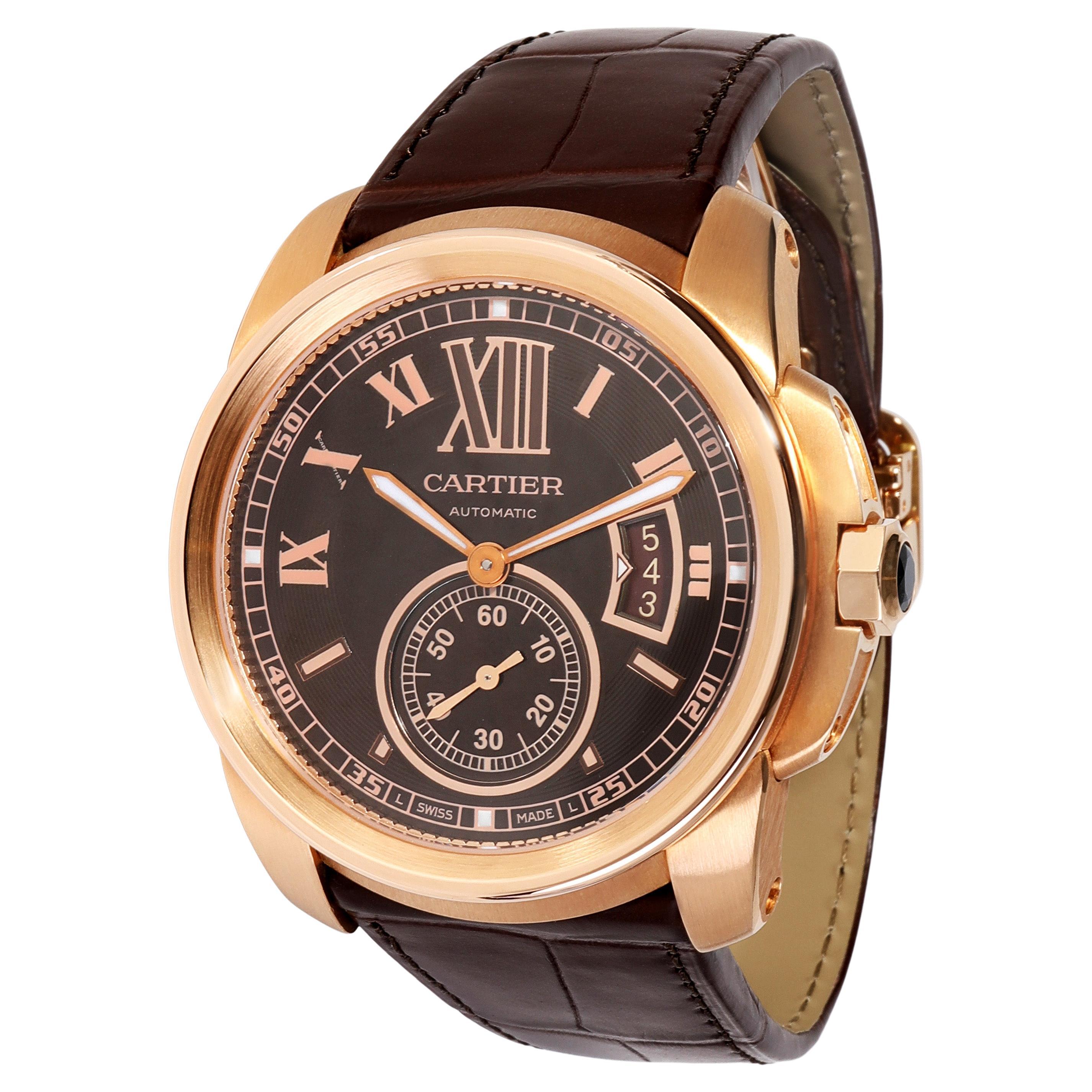 Calibre de Cartier Diver Men's Large 18 Karat Rose Gold and Steel Watch ...