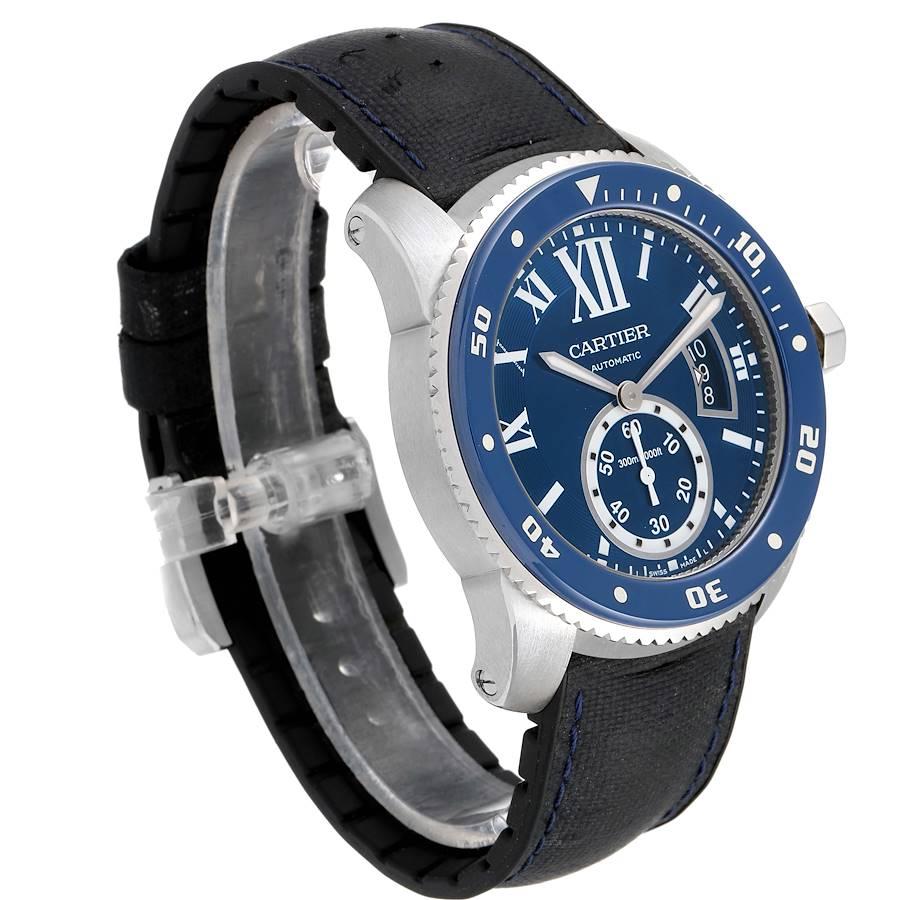 Cartier Calibre Diver Blue Dial Rubber Strap Steel Men's Watch WSCA0011 ...