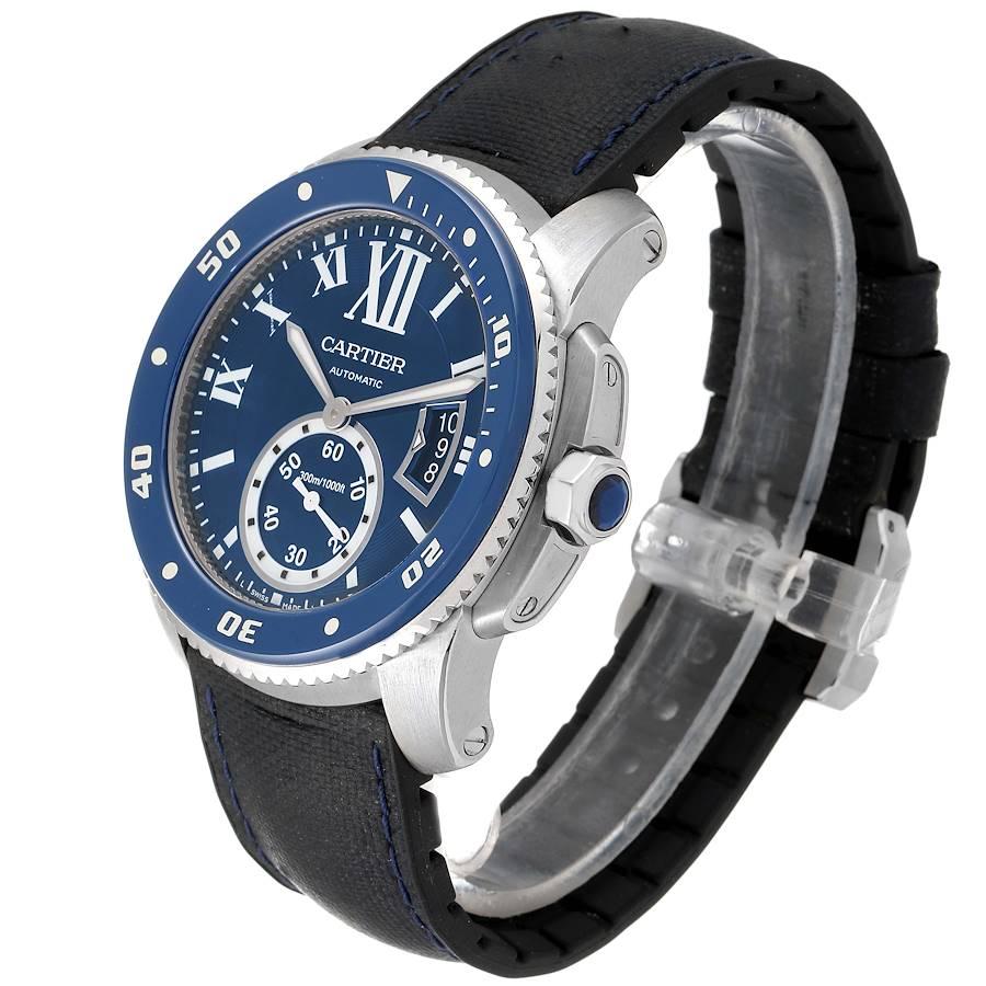 Cartier Calibre Diver Blue Dial Rubber Strap Steel Men's Watch WSCA0011 ...