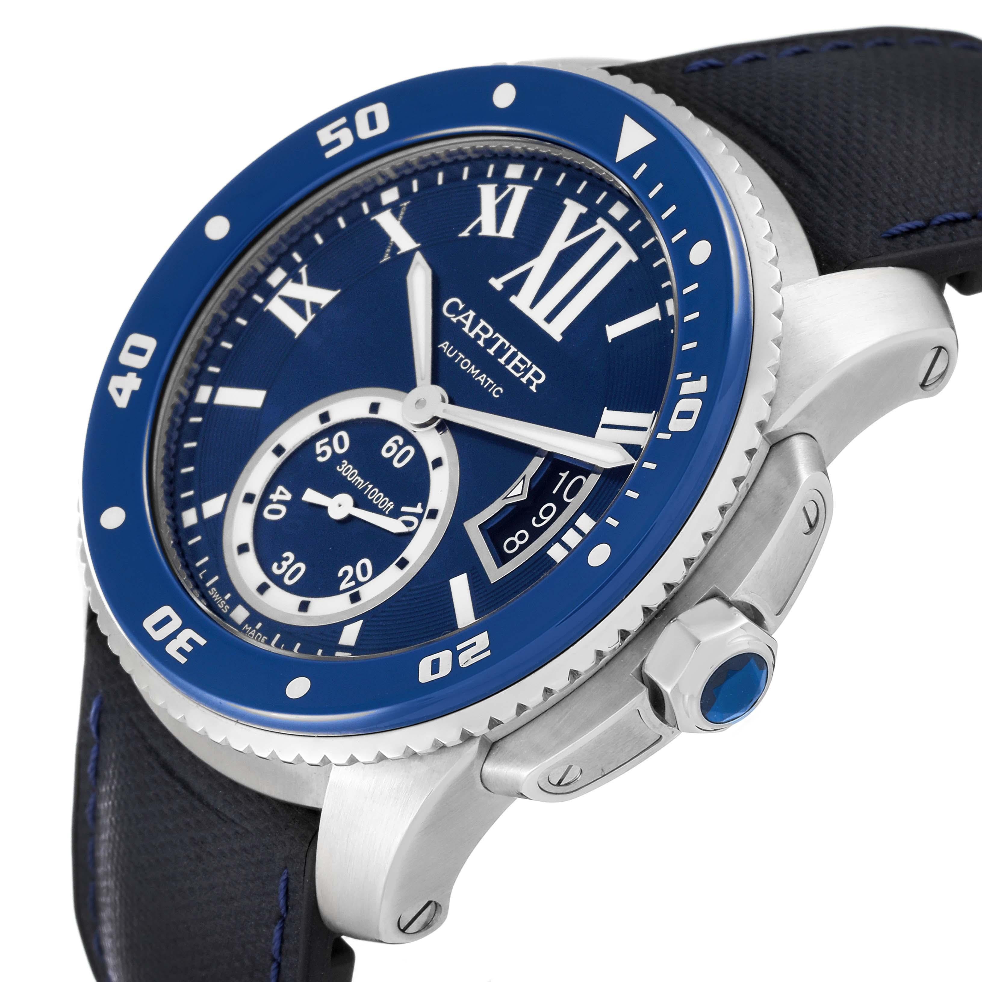 Cartier Calibre Diver Blue Dial Steel Mens Watch WSCA0010 Box Papers ...