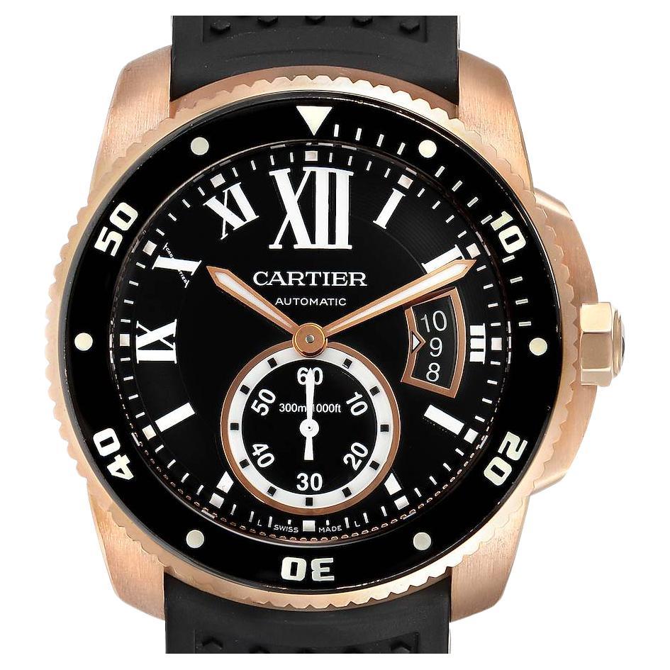 Cartier Calibre De Diver 18K Rose Gold Blue Dial Automatic Men’s Watch ...