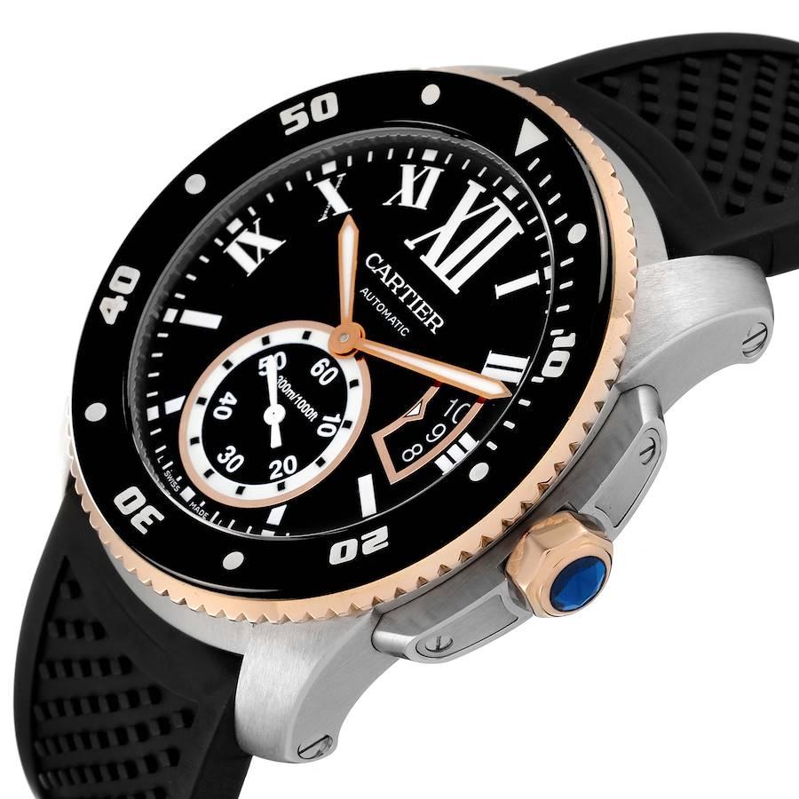 Cartier Calibre Diver Steel Rose Gold Black Dial Mens Watch W7100055 ...