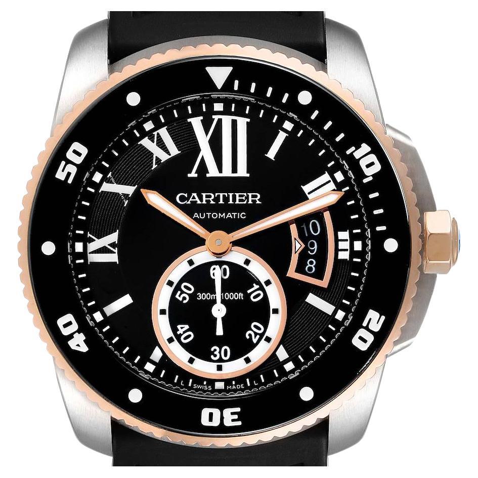 Cartier Calibre Diver Stahl Roségold Herrenuhr W7100055 mit Karton und ...