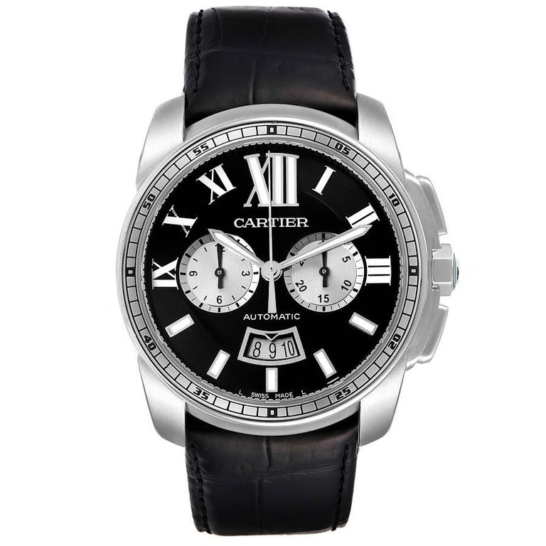 Cartier Calibre Divers Black Dial Rubber Strap Mens Watch W7100060 For ...