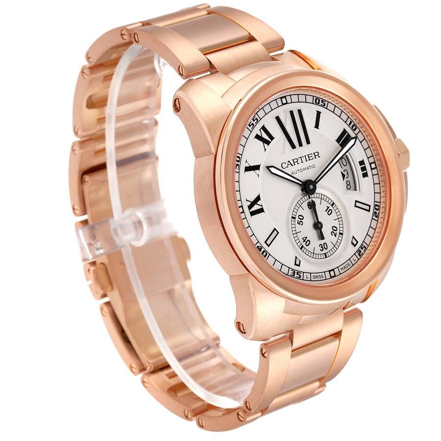 Cartier Calibre Rose Gold Silver Dial Automatic Mens Watch W7100018 For ...