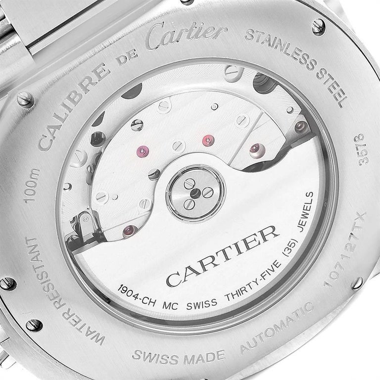 Cartier Calibre Silver Dial Chronograph Men's Watch W7100045 Box Papers ...