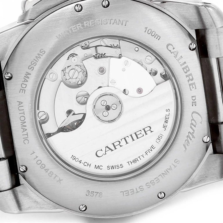 Cartier Calibre Silver Dial Chronograph Men's Watch W7100045 Box Papers ...