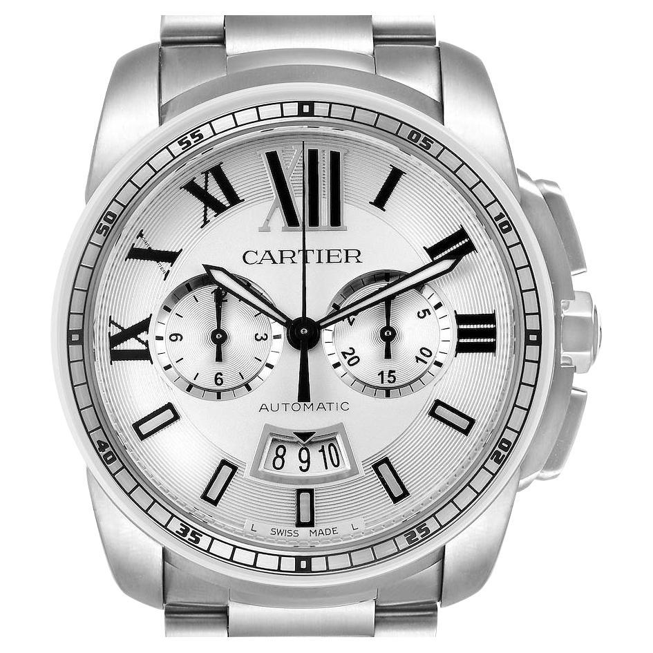 Cartier Calibre Silver Dial Chronograph Mens Watch W7100045 For Sale at ...