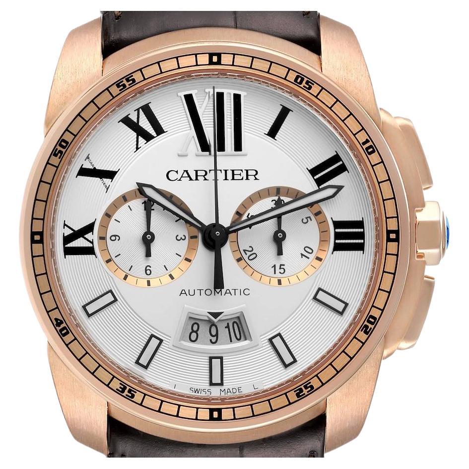 Cartier Calibre Silver Dial Chronograph Mens Watch W7100045 For Sale at ...