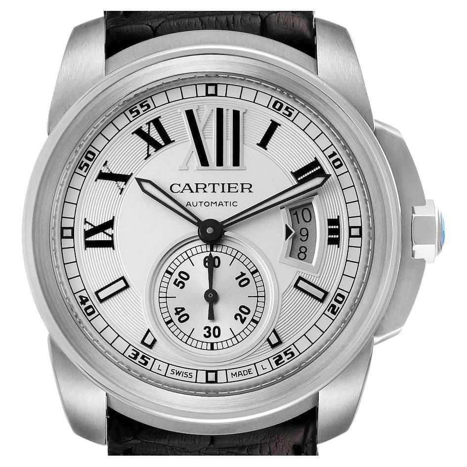 Calibre de Cartier Silver Dial Steel Automatic Men's Watch W7100015 Box ...