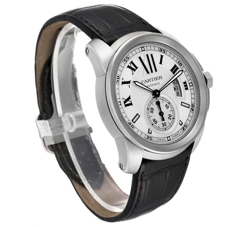 Cartier Calibre Silver Dial Stainless Steel Mens Watch W7100037 For ...