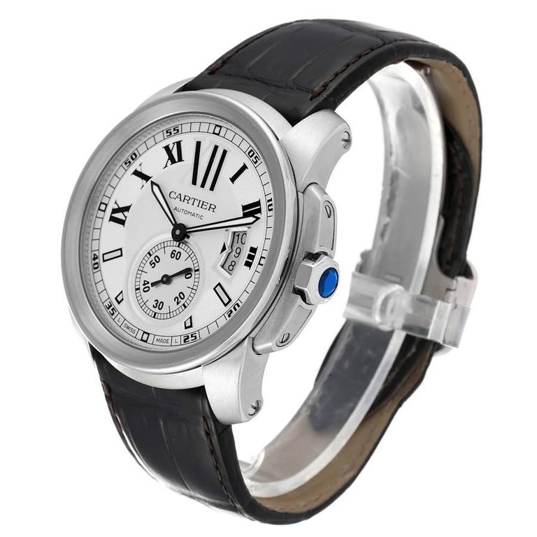 Cartier Calibre Silver Dial Stainless Steel Mens Watch W7100037 For ...