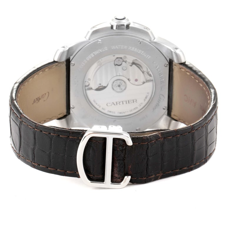 Cartier Calibre Silver Dial Steel Men's Watch W7100037 Box Papers For ...