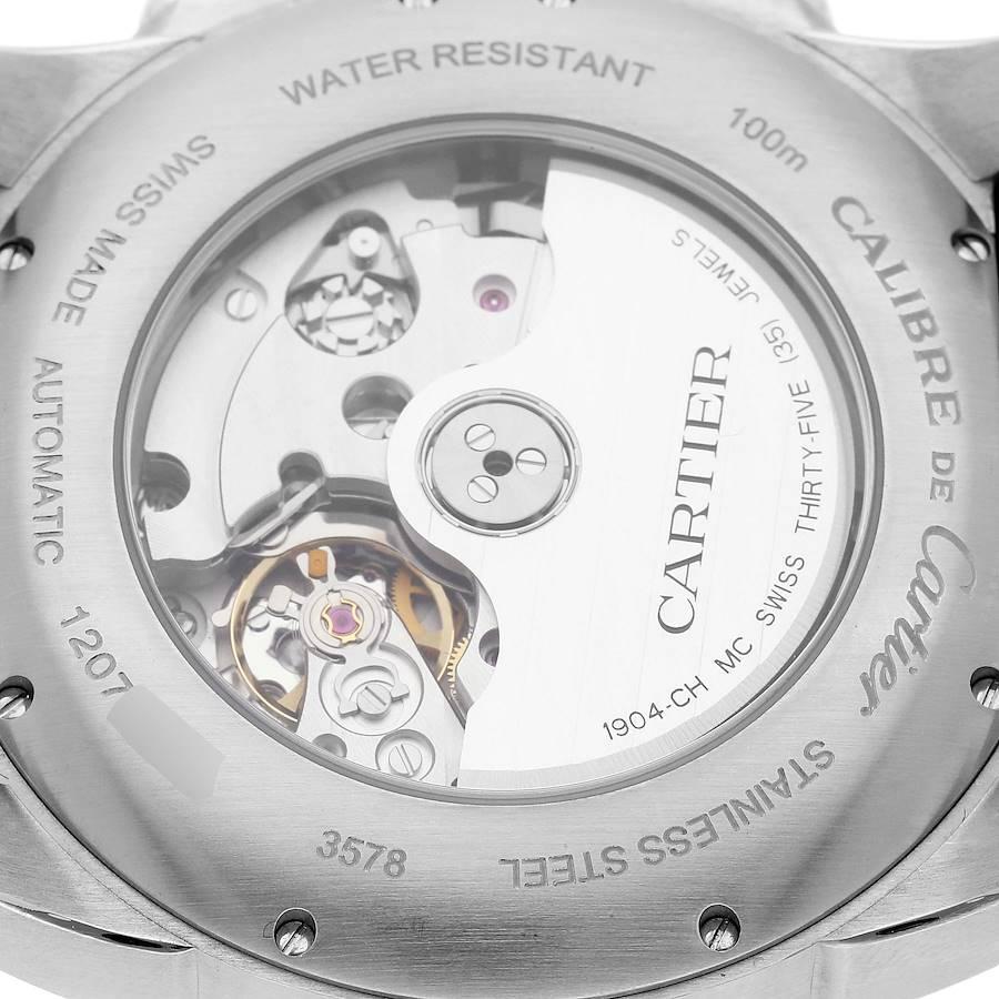 Cartier Calibre Silver Dial Steel Rose Gold Mens Watch W7100042 Box ...