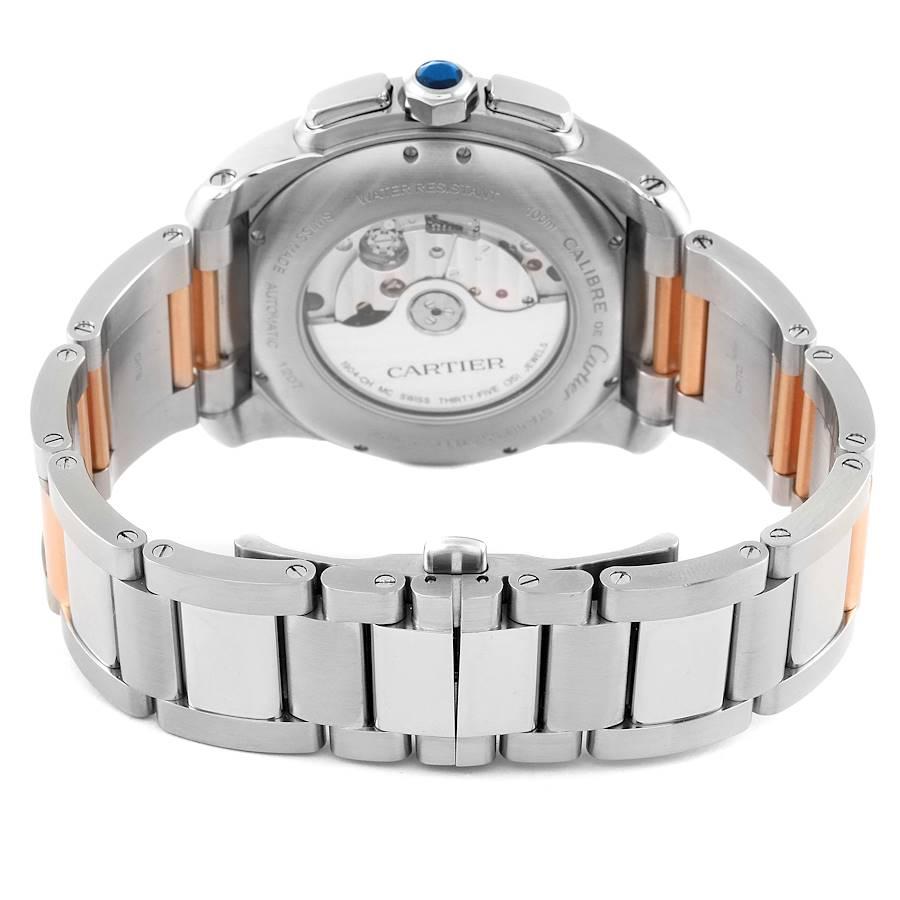 Cartier Calibre Silver Dial Steel Rose Gold Mens Watch W7100042 Box ...
