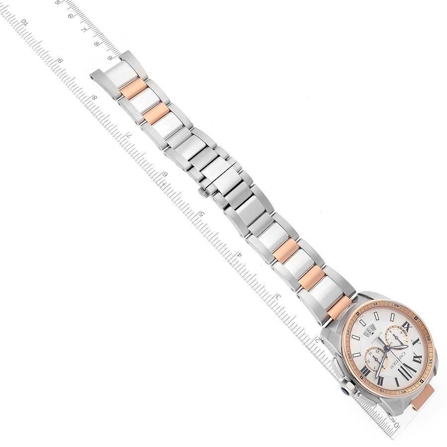 Cartier Calibre Silver Dial Steel Rose Gold Mens Watch W7100042 Box ...