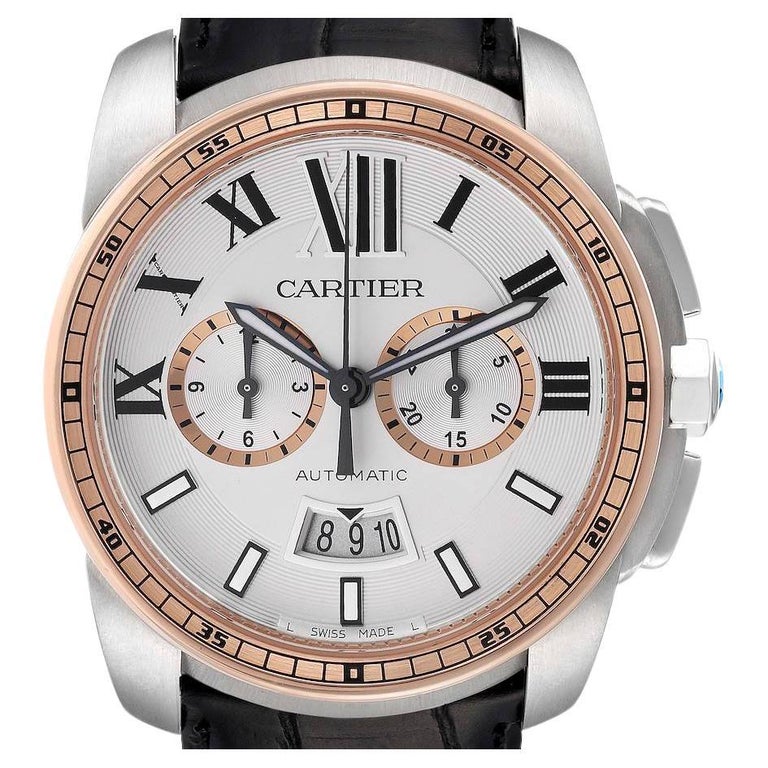 Cartier Calibre Cadran Argent Acier Or Rose Montre Homme W7100042 Boîte ...