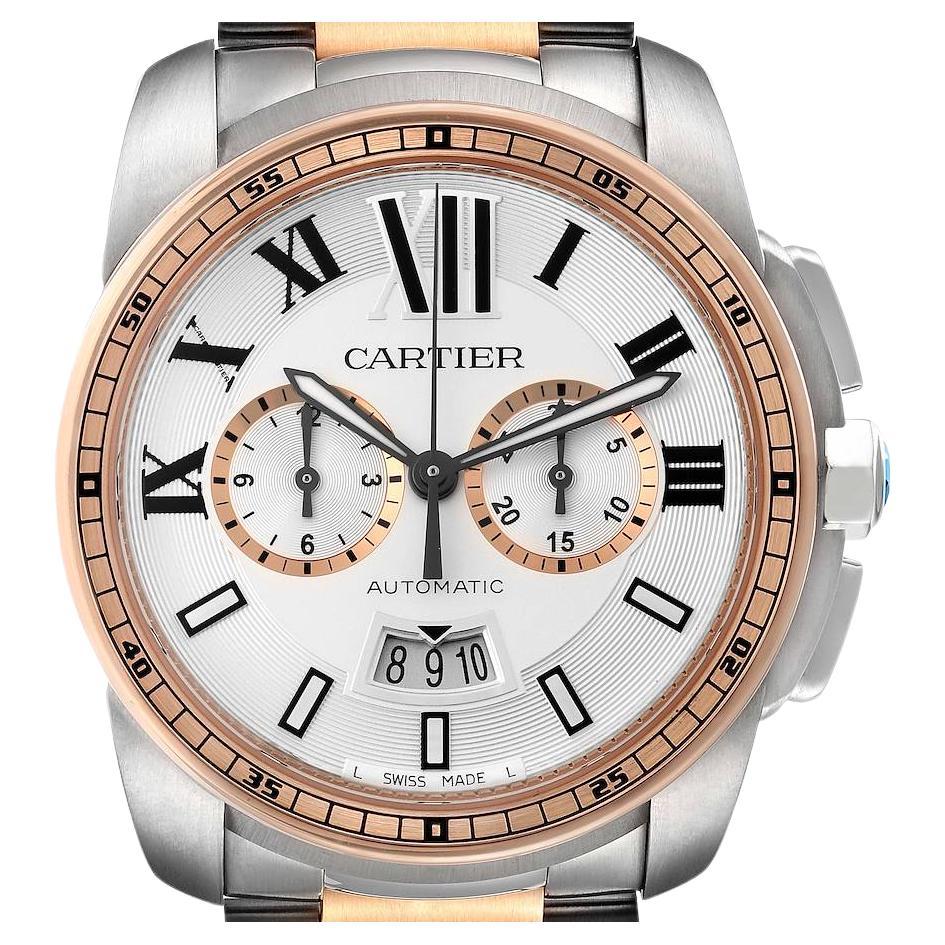 Cartier Calibre De Cartier 18 Karat Rose Gold Silver Dial Men's Watch ...