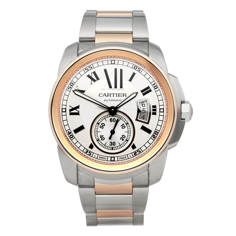 Cartier Calibre Stainless Steel and Rose Gold 3389 at 1stDibs