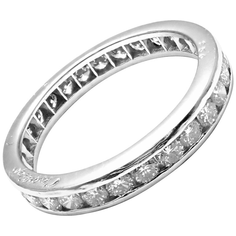 Cartier Channel Set Diamond Eternity Platinum Band Ring at 1stDibs