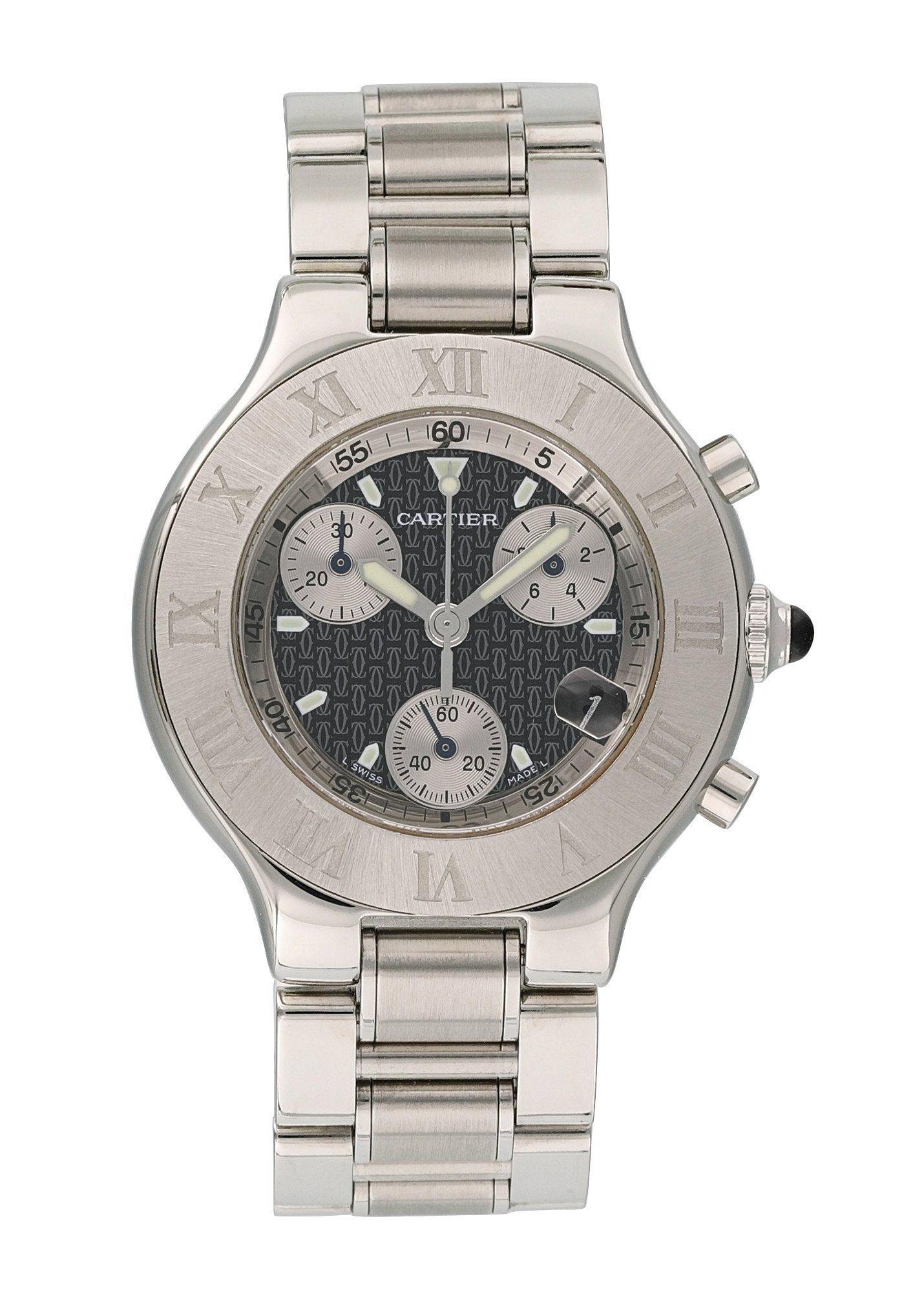 Cartier Chronoscaph 21 2424 Men's Watch For Sale at 1stDibs