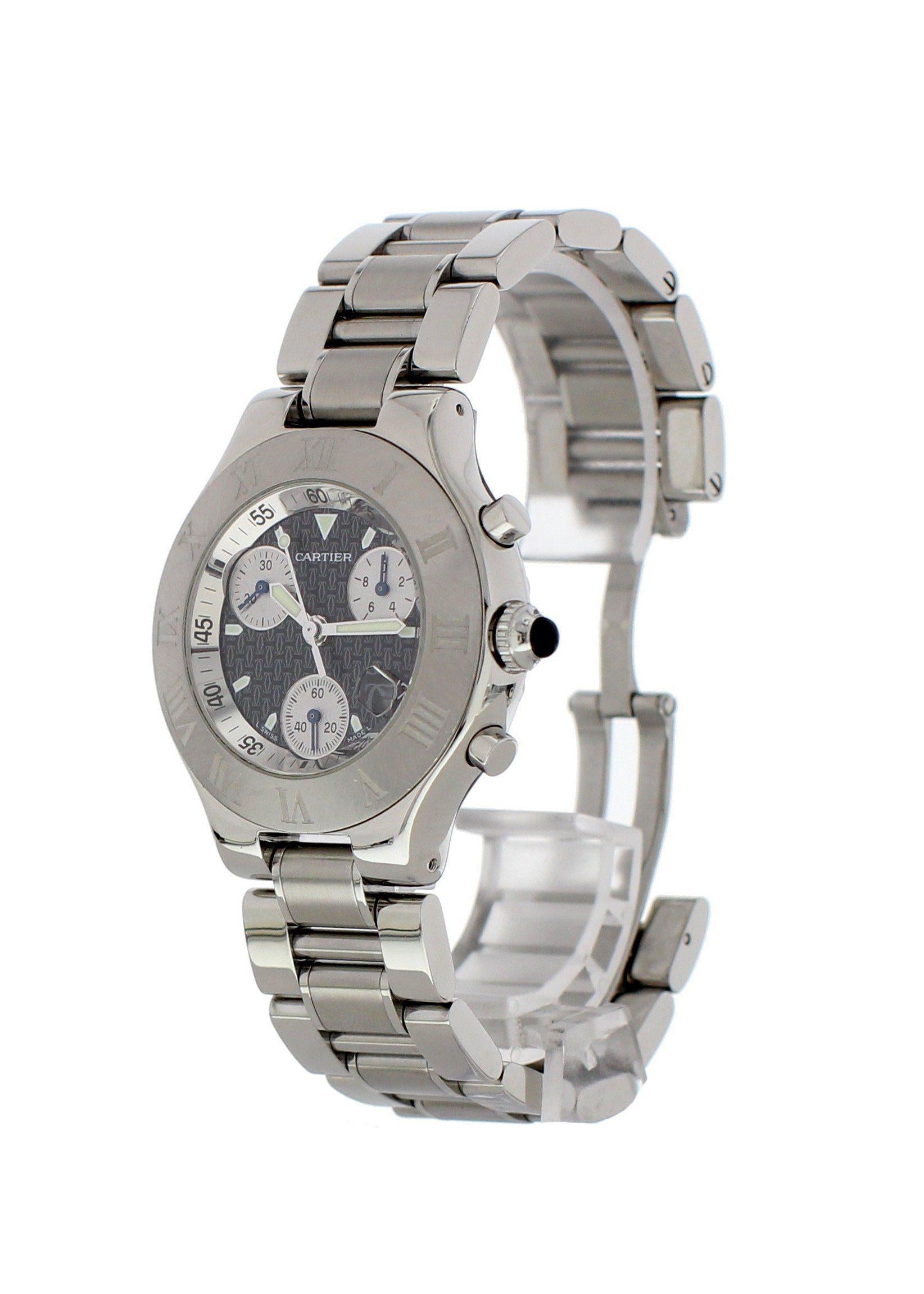Cartier Chronoscaph 21 2424 Men's Watch For Sale at 1stDibs