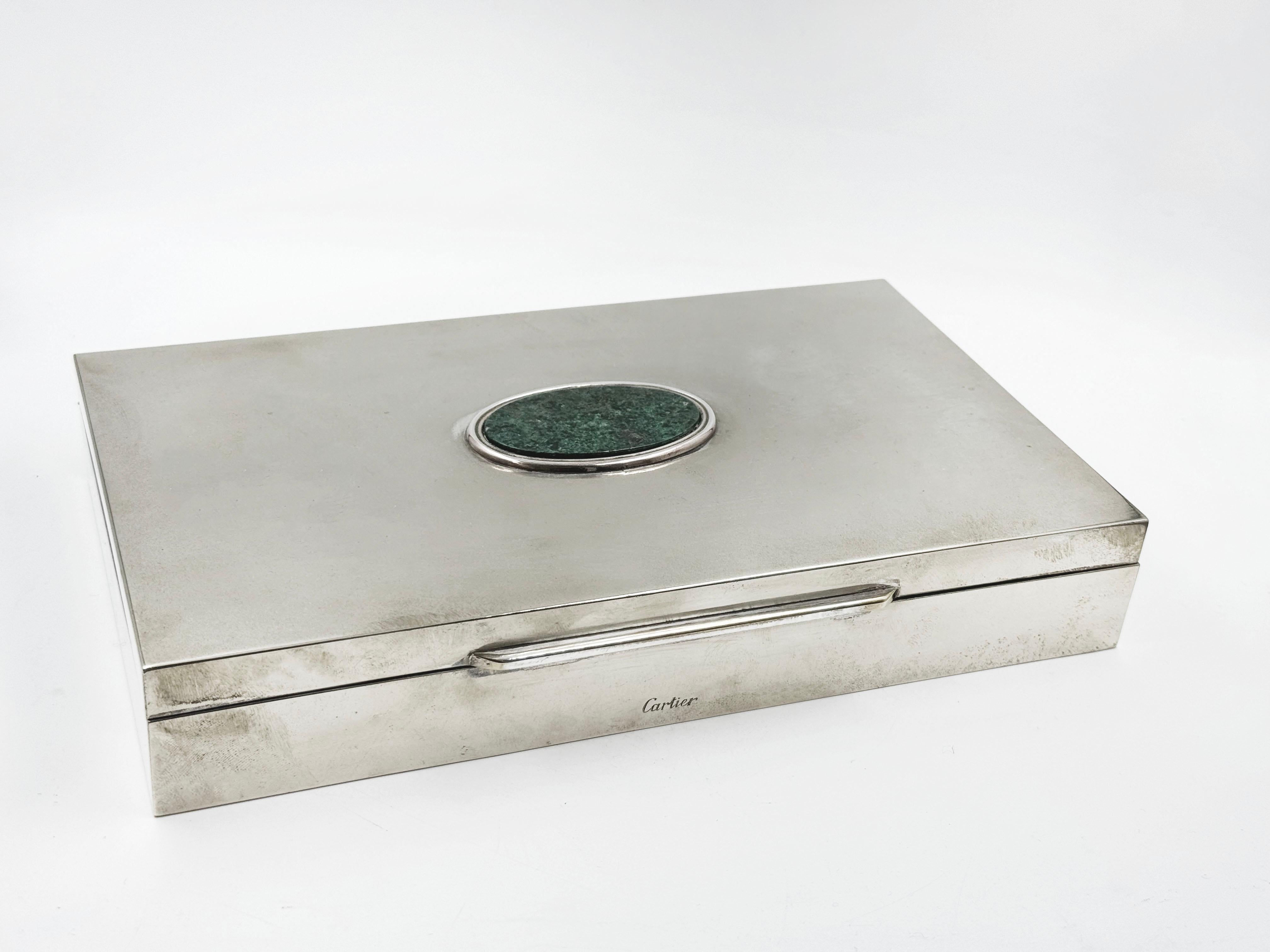 Cartier Cigar Box in Silver Metal with malachite For Sale at 1stDibs ...
