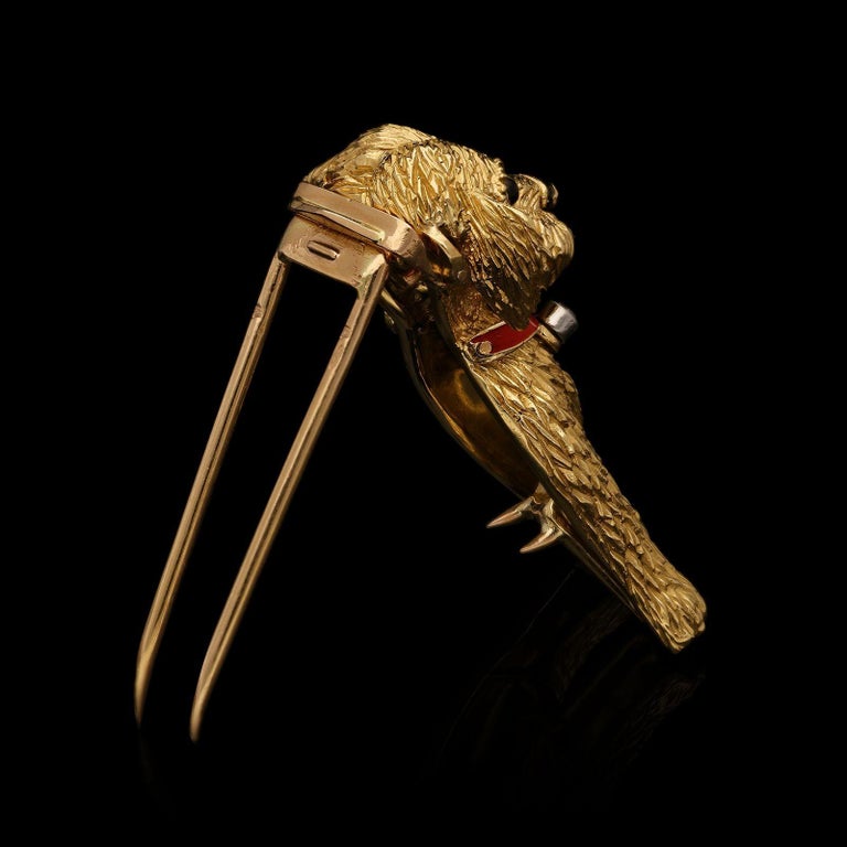 Cartier circa 1960s Charming Gold Diamond and Enamel Dog Brooch For ...