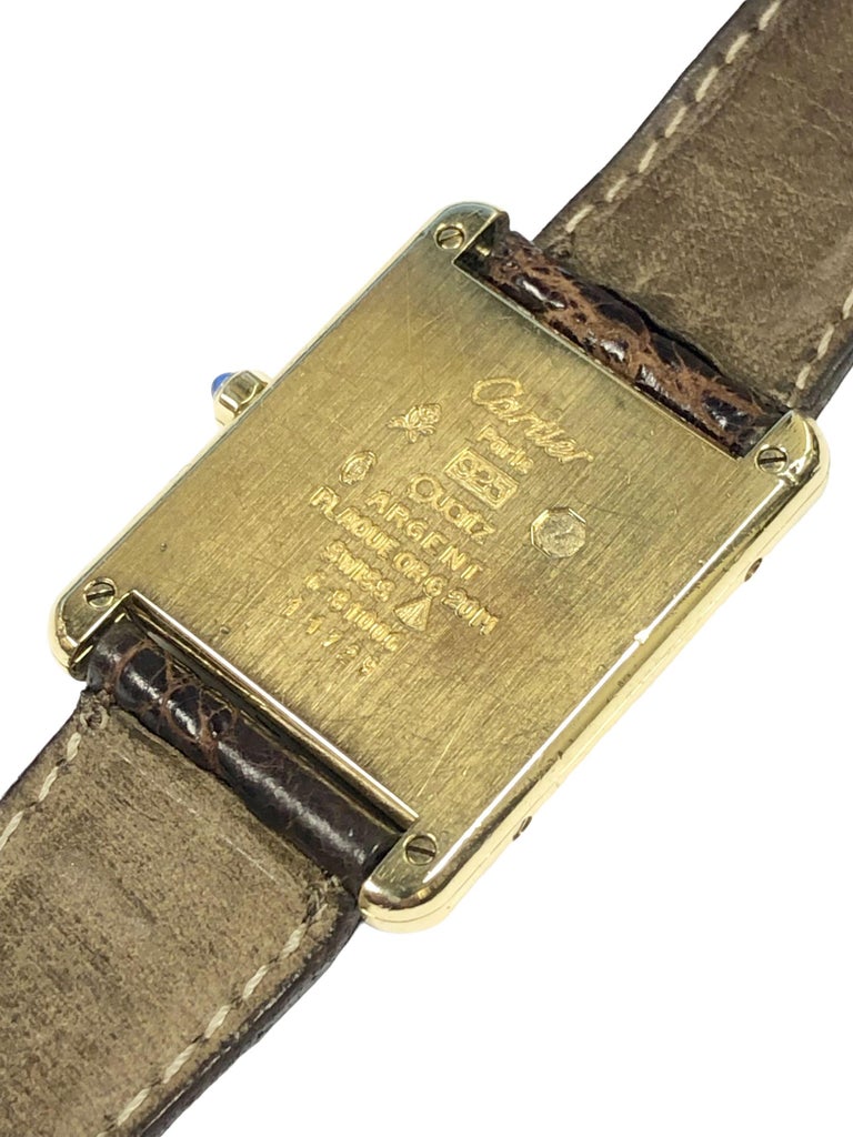 Cartier Classic Mid Size Must de Cartier Vermeil Tank Wrist Watch at ...