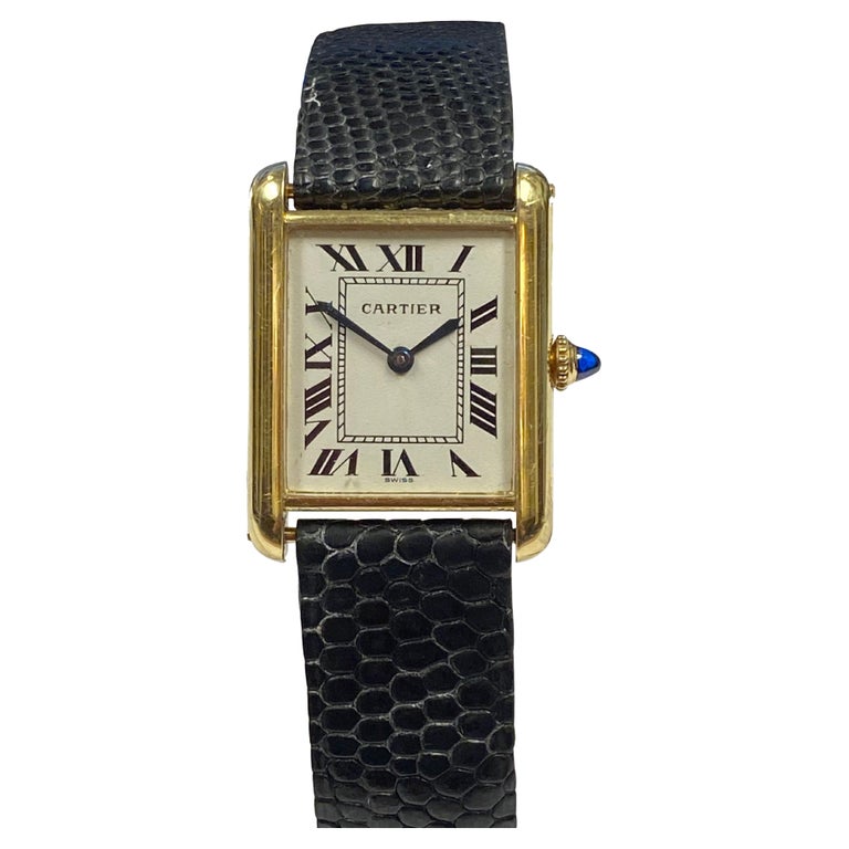 Cartier Classic Tank Vintage 1970 Yellow Gold Manual Wind Gents Size Wrist Watch For Sale at 1stDibs
