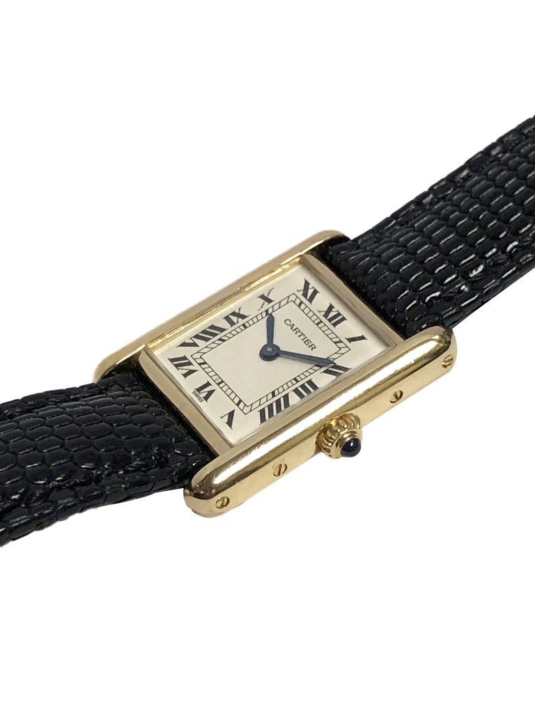 Cartier Classic Yellow Gold Ladies Tank Quartz Wrist Watch For Sale at ...