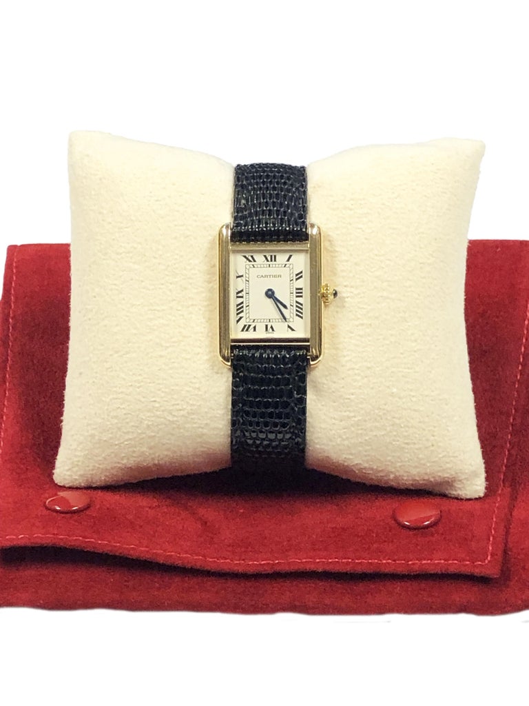Cartier Classic Yellow Gold Ladies Tank Quartz Wrist Watch at 1stDibs