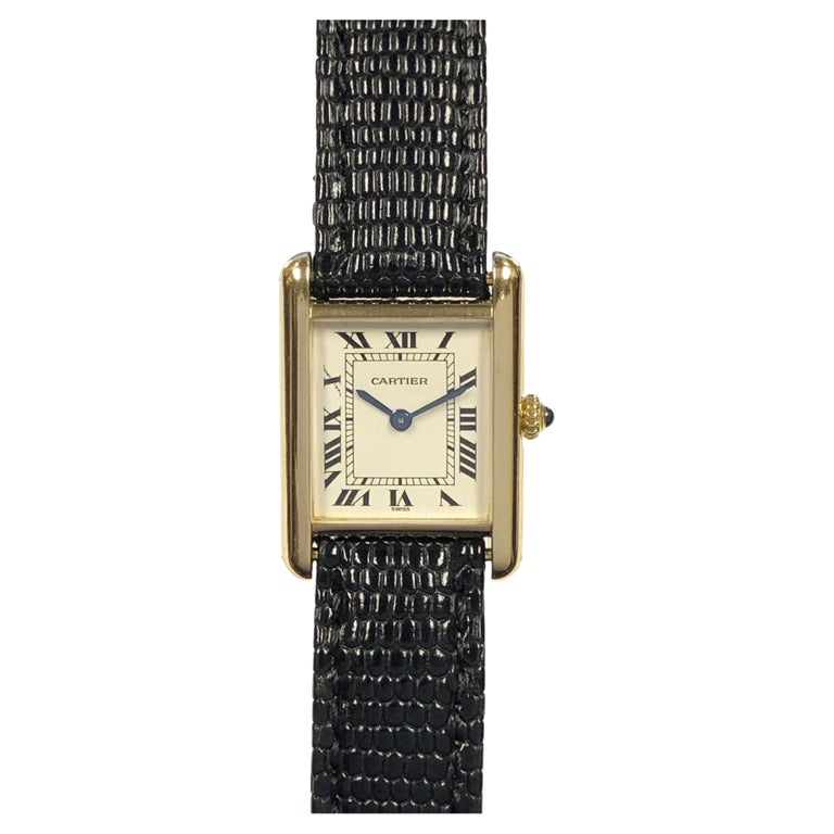 Cartier Classic Yellow Gold Ladies Tank Quartz Wrist Watch at 1stDibs