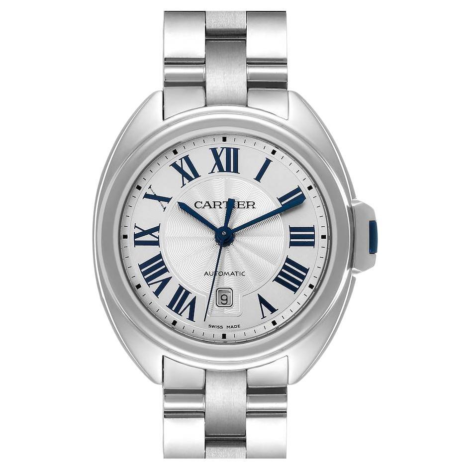 Cartier Cle Silver Guilloche Dial Automatic Steel Ladies Watch WSCL0005 ...