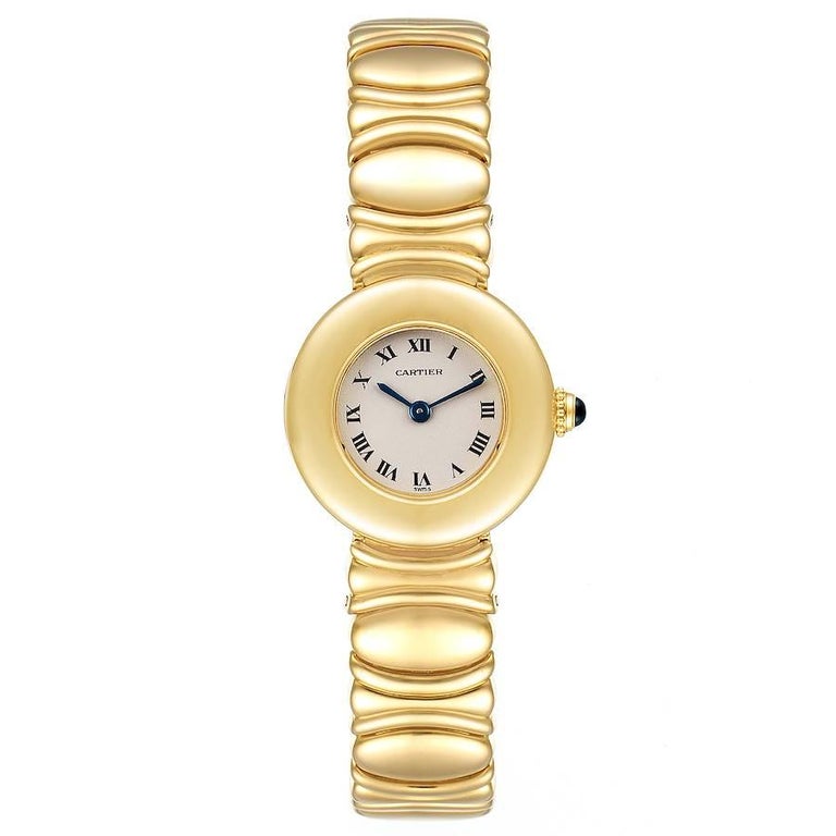 Cartier Colisee 18K Yellow Gold Silver Dial Ladies Watch For Sale at ...