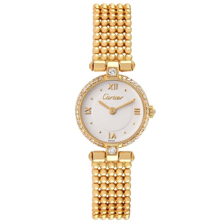 Cartier Colisee Yellow Gold Diamond Silver Dial Ladies Watch 1110 at ...