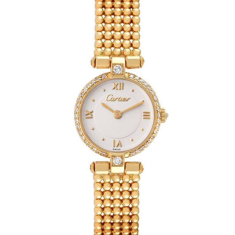 Cartier Colisee Yellow Gold Diamond Silver Dial Ladies Watch 1110 at ...